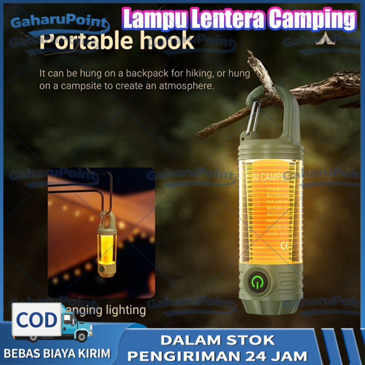 Lampu Lentera Camping Lamp Mini Senter 2 In 1 Multifungsi Hook Senter ...