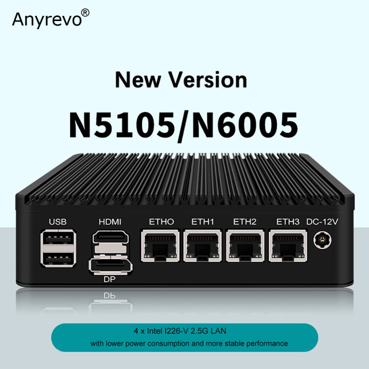 2022 Cheap 4 LAN 2.5G Router Celeron N5105 N6005 Intel i226-V TPM2.0 ...