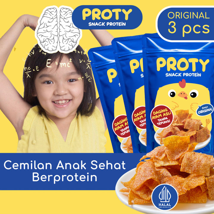 Cemilan Anak Sehat Berprotein PROTY Chicken Chips Original (Bundle 3 ...
