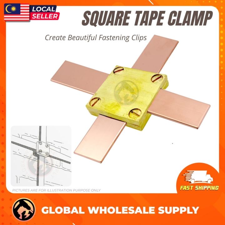 Square Tape Clamp 47 x 47mm Copper Earthing Connector Grounding Test ...