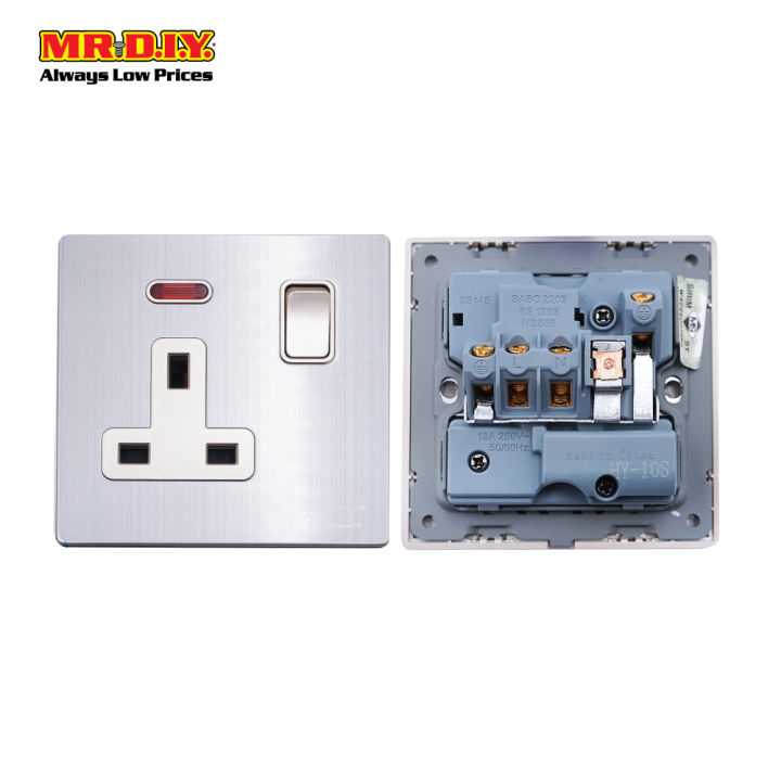 MR.DIY Premium Alluminium Plated 1-Gang SP Switched Socket Outlet 13A ...
