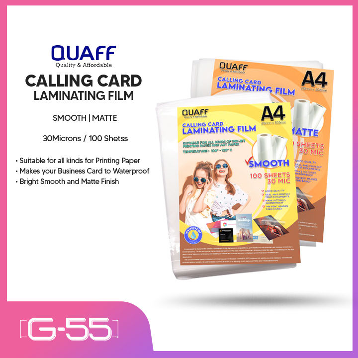 QUAFF Calling Card Laminating Film A4 Size (Texture: Smooth & Matte ...