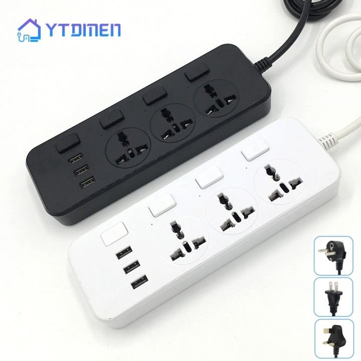 【CW】 110-220V 2500W With 3 Multiple USB 5V 2.1A Plug Extension For ...