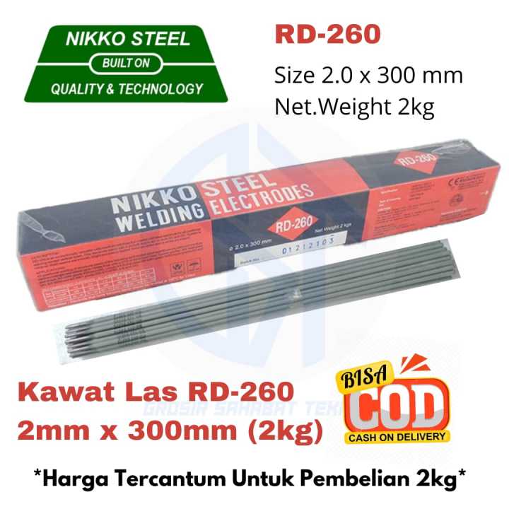 Kawat Las Nikko steel RD260 2.0mm Kawat las RD 260 2 mm X 300 mm ...