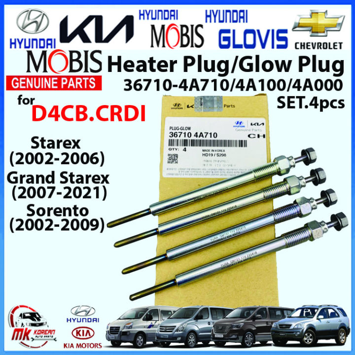 [GENUINE] Glow Plug/Heater Plug. SET. 4pcs. D4CB.CRDI. for Starex(2002 ...