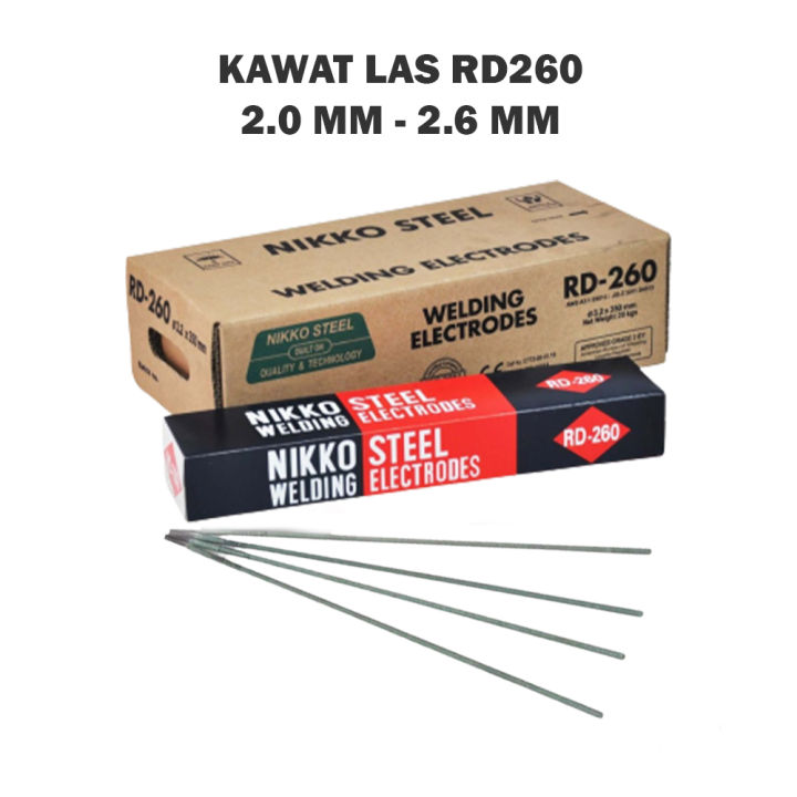 [1 Pack 1 Kg] Kawat Las 2.0 x 300mm 2.6 x 350mm Nikko Steel RD-260 ...