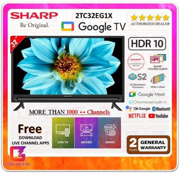 【FREE LIVE CHANNELS APP】Sharp Android 32 inch HD LED TV 2TC32EG1X | Lazada