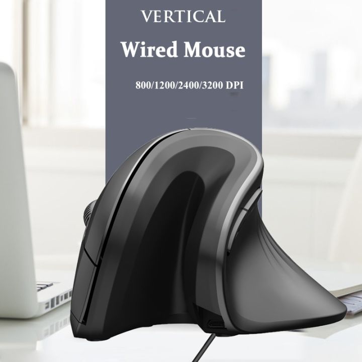 Healthy Vertical Mouse Silent Gaming Ergonomic Mouse USB Optical 3200DPI Wired or Wireless ...