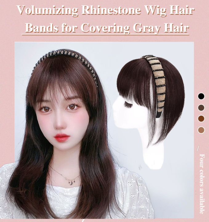 Volumizing Rhinestone Wig Hair Bands Fake Air Bangs Piece Synthetic ...