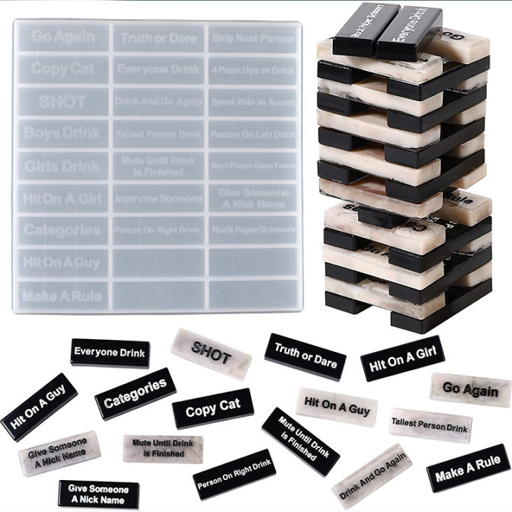 Diy Kristal Resin Epoksi Jenga Acuan Berr Menyusun Blok Banan Silikon ...