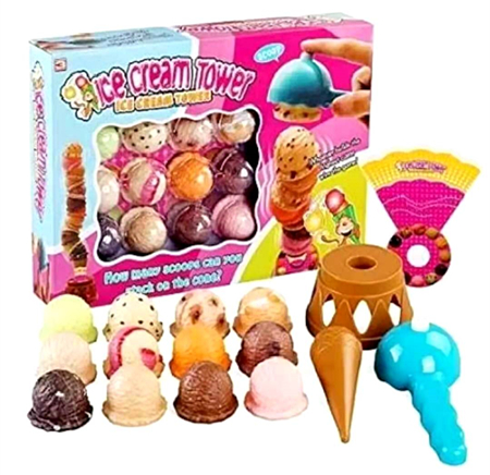 Ice Cream Stacking Tower with Scooper Balancing Fun Game Set ...