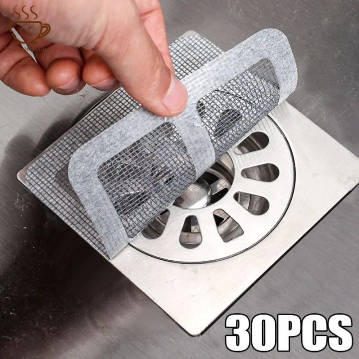 5 30pcs Disposable Floor Drain Sticker Bathroom Hair Catcher Stopper