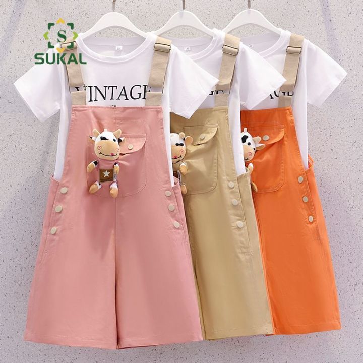 SUKAL ชุดดอยืเทเด็กหญิง ชุดเอี๊ยมสาว เอี๊ยยม + เสื้อยืดแขนสั้นชุดเซท2 ...