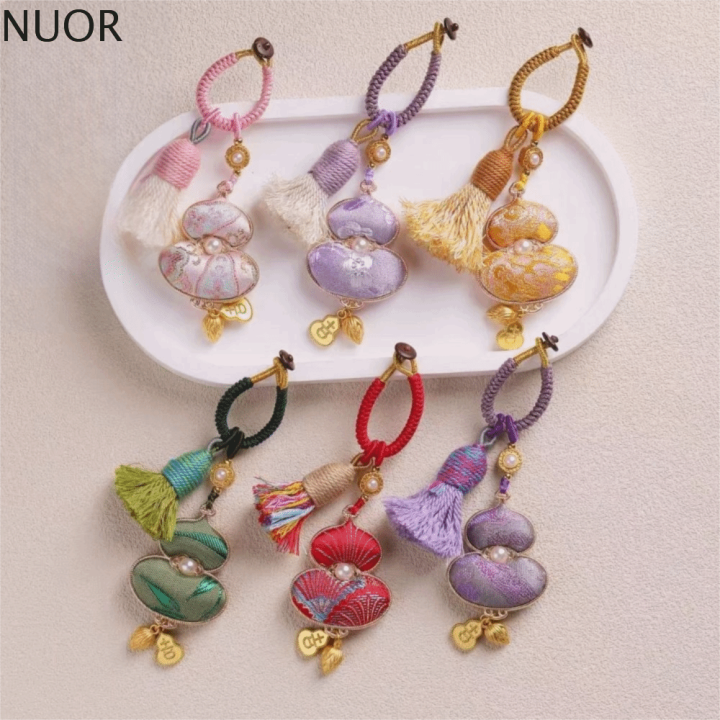NUOR พร จี้ฟักทองผ้าไหม ขอให้โชคดี ทำด้วยมือ พวงกุญแจรูปน้ำเต้า ขอให้ ...