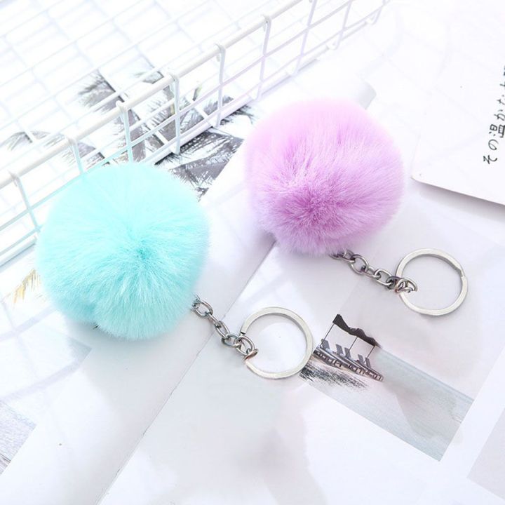 ED 20 Colors Soft Fur Ball Pompom DIY Fluffy Fur Keychains Fashion ...