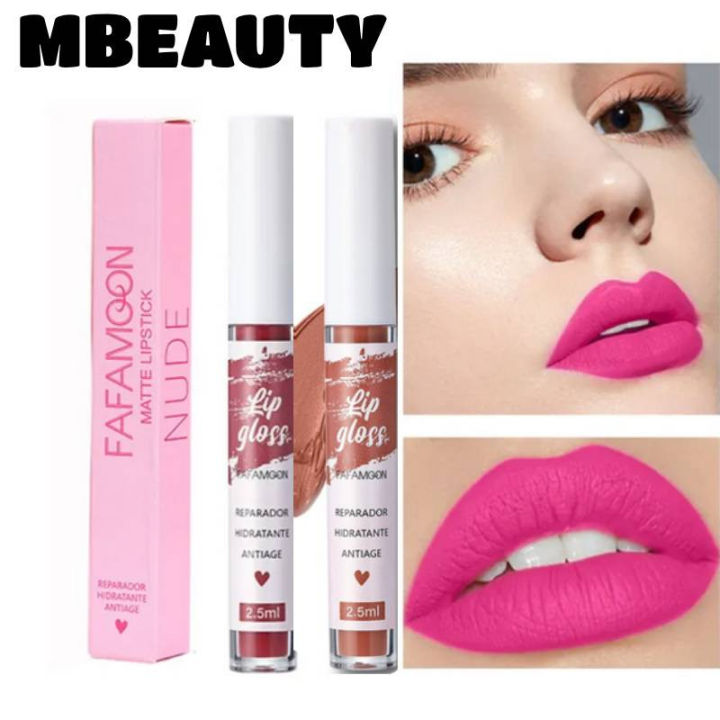 FAFAMOON Velvet Matte Air Lip Glaze Non-fading Velvet Glass Lip Glaze ...