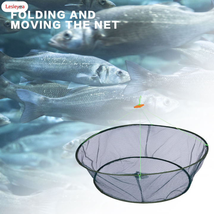LesleyCa Portable Foldable Fishing Net Strong Nylon and Steel Wires ...