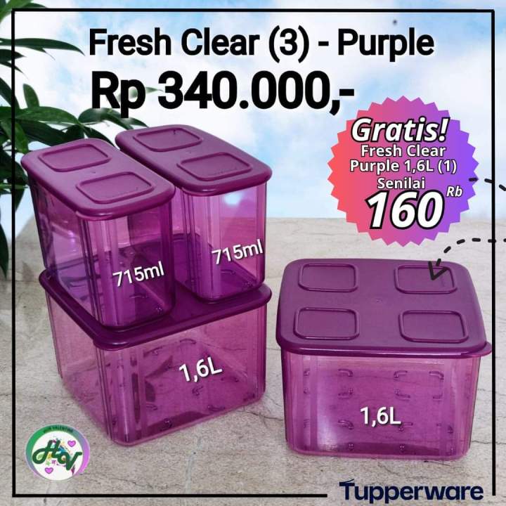 Tupperware fresh clear purple kapasitas 1.6 liter set | Lazada Indonesia