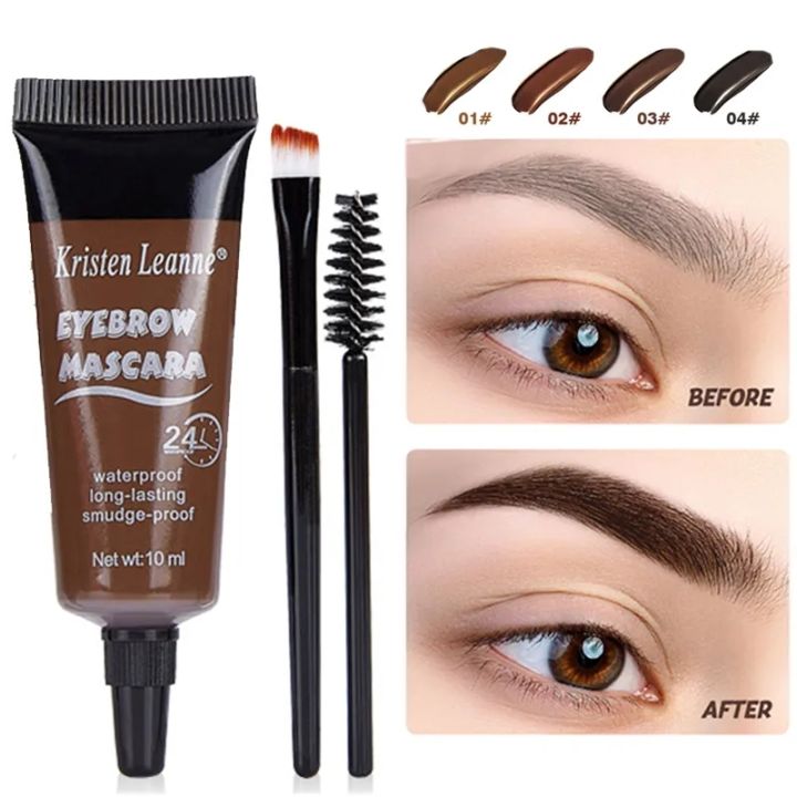 4 Color Eyebrow Gel Cream with Brush Waterproof Lasting Fast Tint Easy ...