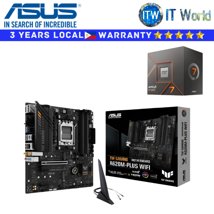 Itw | AMD Ryzen 7 8700F Desktop Processor with Asus TUF Gaming A620M-Plus WiFi Motherboard ...