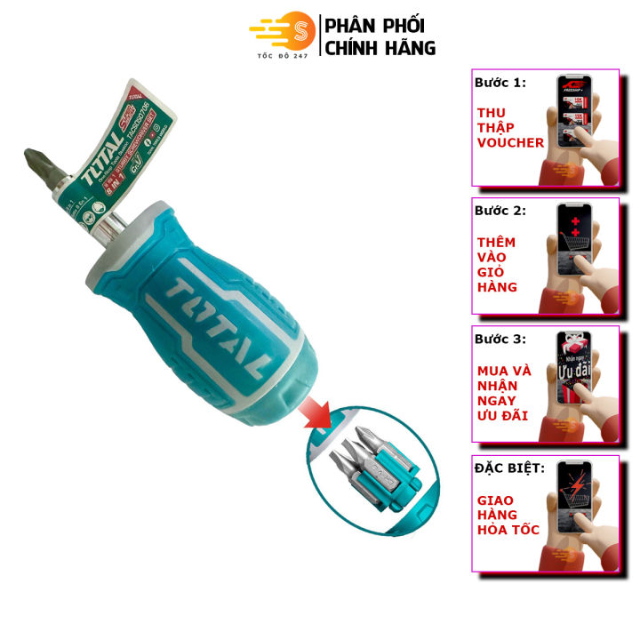 Bộ tua vít 8 chi tiết nhỏ gọn đa năng TOTAL TACSDS0706 - loại mini ...