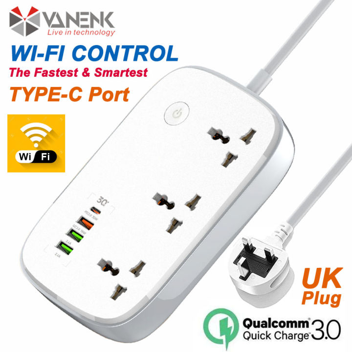 VANENIK Wifi Extension Socket with USB Universal Power Strip with PD3.0 ...
