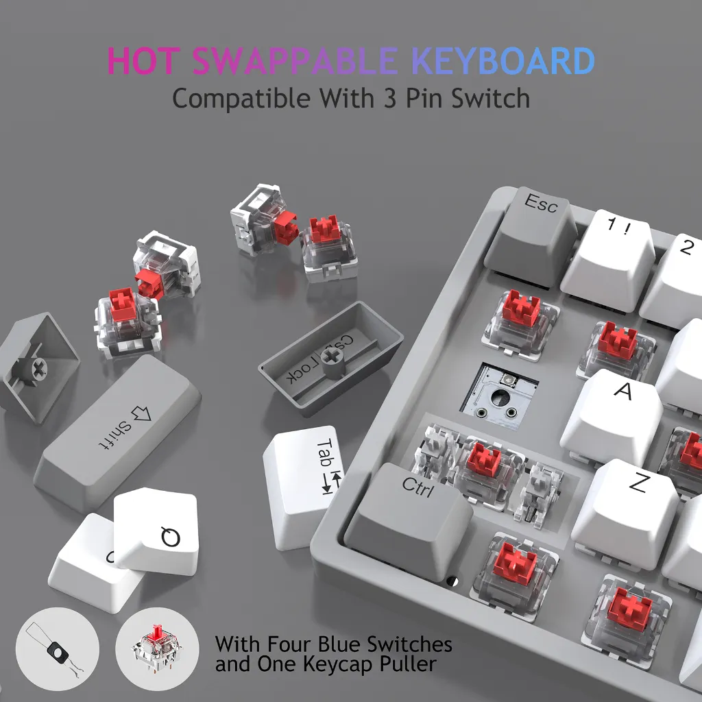 AULA F3261 RGB Mechanical Gaming Keyboard-White Keycap