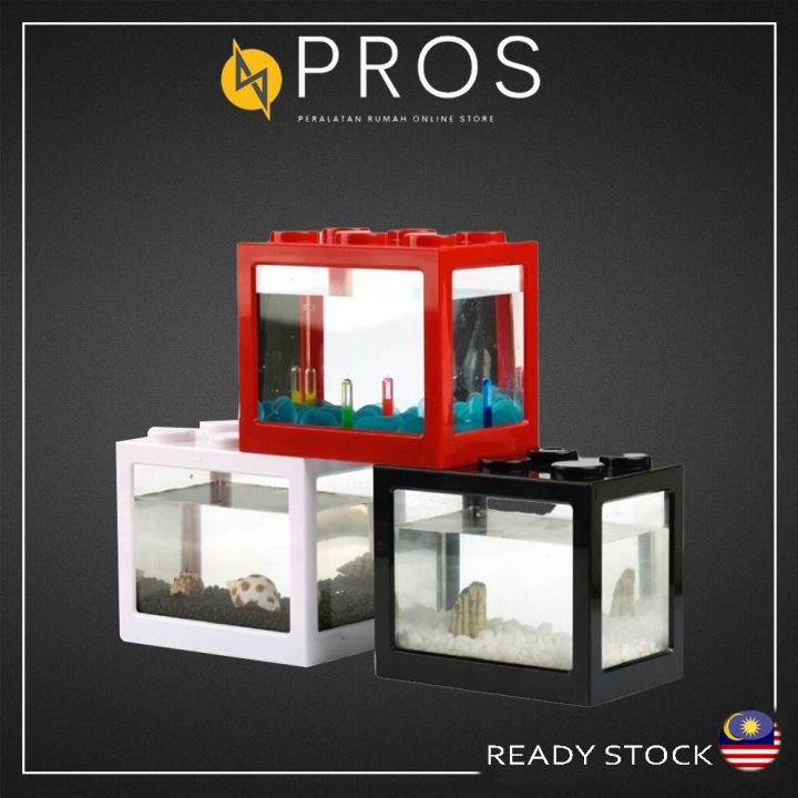 PROS Building Block Fish Tank Spider Fish Breeding Box LED Tangki ...