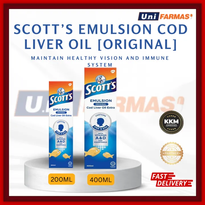 SCOTT'S EMULSION COD LIVER OIL ORIGINAL FLAVOUR 200ML/400ML IMPROVE ...
