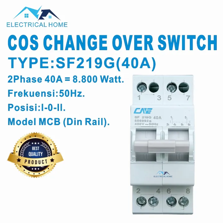 COS Change Over Switch Ohm Saklar Model MCB Din Rail 2Phase 40A CNE ...