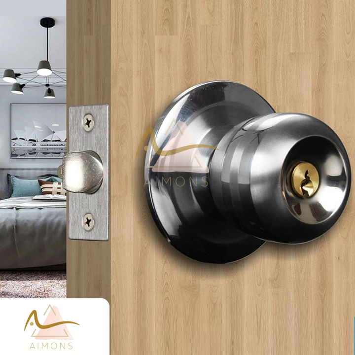 Handle Kunci Bulat Putar Pintu Gagang Kamar Mandi Toilet WC Kamar Putar ...