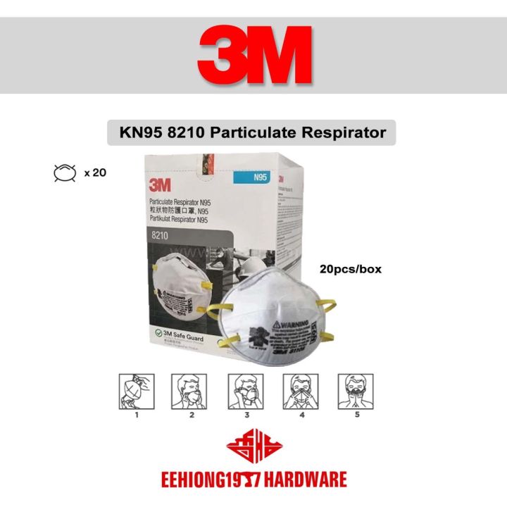 3M N95 8210 Particulate Respirator 8210 Disposable Face Mask with Standard Size 20pcs / Box ...