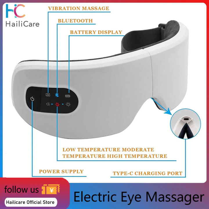 Hailicare Dụng Cụ Mát Xa Mắt điện 4 Tốc độ Nén Nóng Dụng Cụ Chăm Sóc