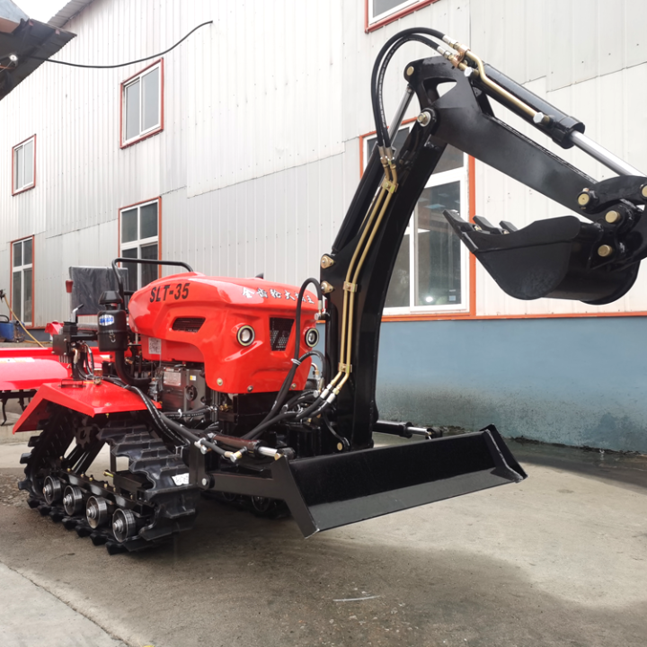 35 HP dry land crawler tractor with excavator rotary cultivator excavator agricultural orchard ...