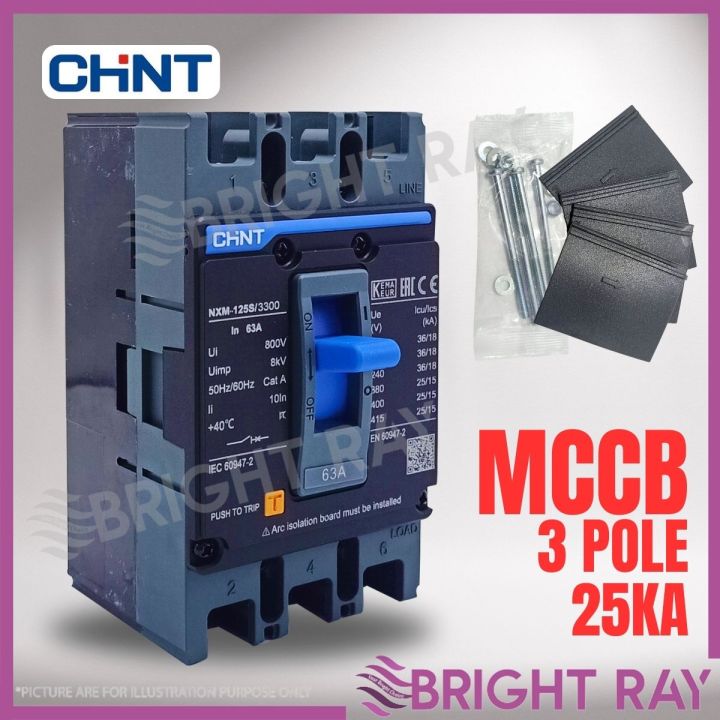 CHINT NXM series Moulded Case Circuit Breaker 25KA 3P MCCB Overload Protection Short Circuit ...