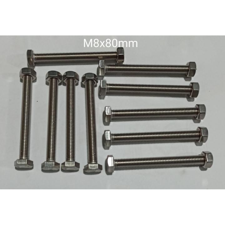 M8x80mm INOX 304 COMBO 10 Bu Long Con Tán 8mm INOX Chống Gỉ, 8 Li Dài 8 ...