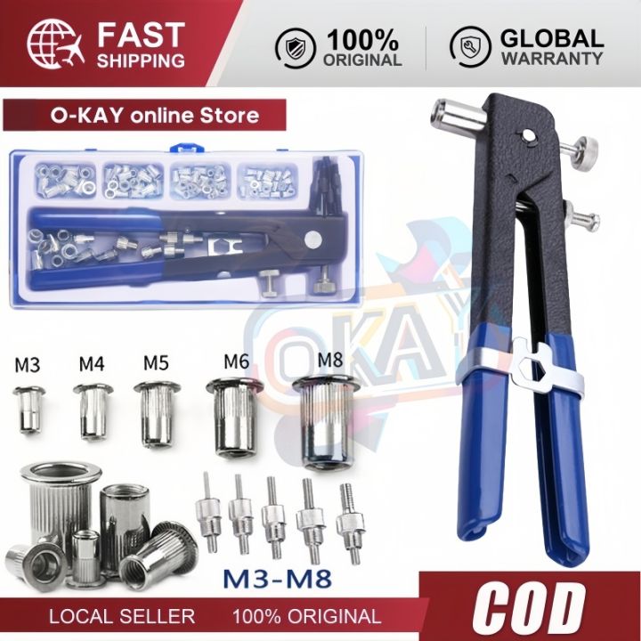 M3-M8 Rivet Nut Insert & Rivet Gun Kit – Nutsert Riveting Tool Set ...