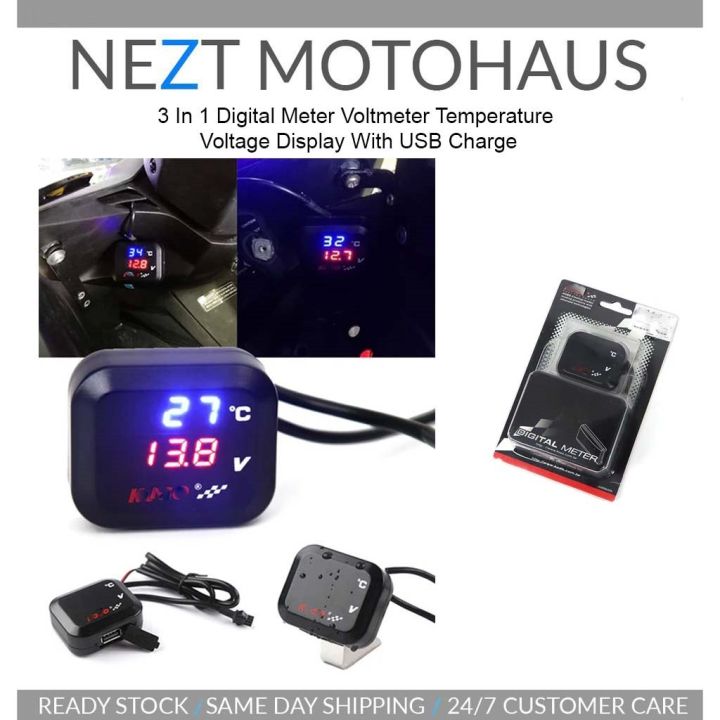 Volt Meter Voltmeter 3in1 USB Charging / Voltage Meter / Temperature ...