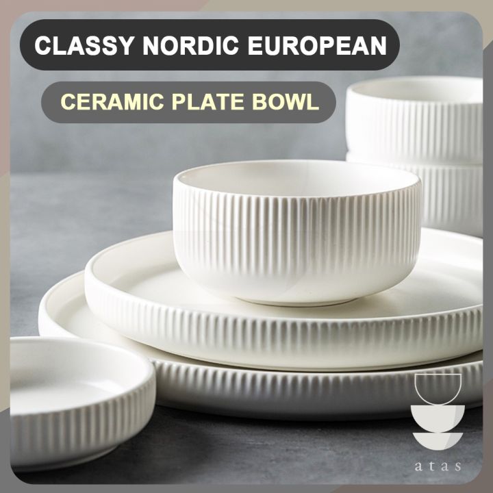 [THICK & HEAVY] ATAS Premium Nordic Ceramic Tableware Set Dining Plate ...