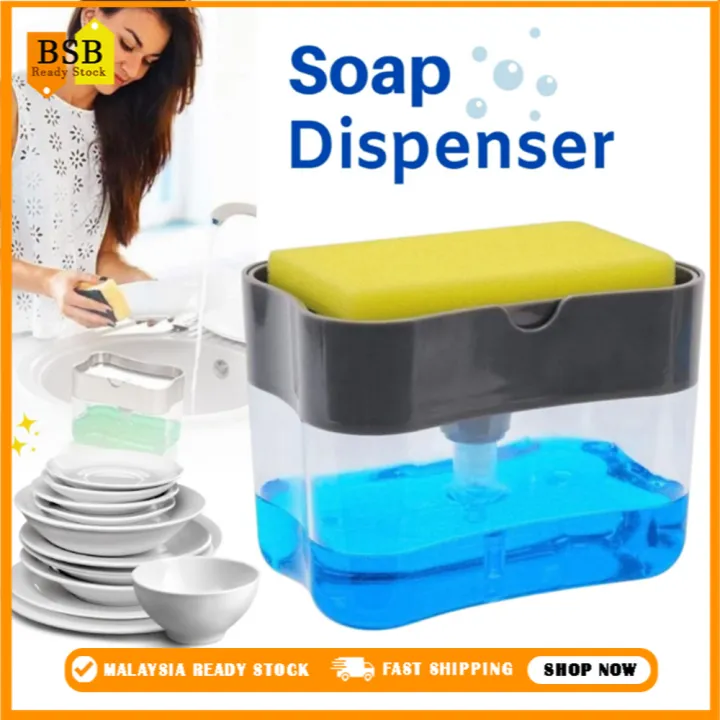 BSB Sponge Caddy and Soap Dispenser Dishwasher Sponge Box Holder Liquid ...