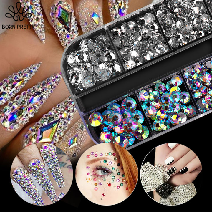 Sinh Ra Khá 12 Lưới Kích thước hỗn hợp Sáng Bóng Đầy Màu Sắc AB Thạch ...