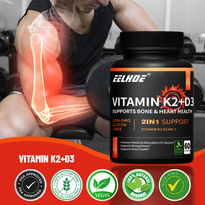 EELHOE Vitamin K2 (Mk7) And Vitamin D3 5000IU, 2-In-1 To Promote Heart ...