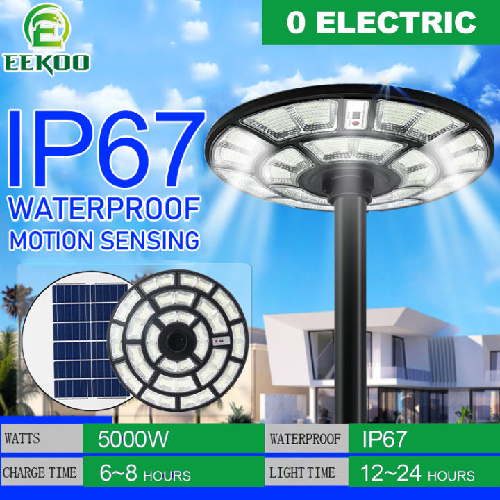 EEKOO UFO Solar Street Light 5000W Outdoor Waterproof Motion Sensor Round Energy Saving IP67 ...
