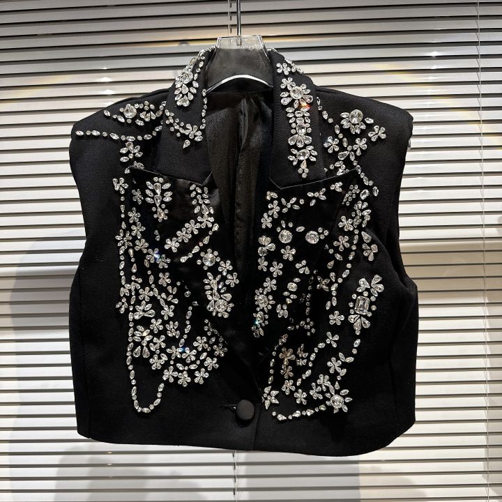 RYRYSTYLE Gaoding Handmade Beaded Water Diamond Flower Shoulder Pad ...