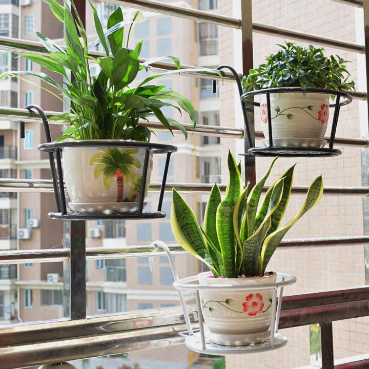 Balcony Hanging Plant Racks Fence Balcony Balcony Round Flower Pot Rack ...