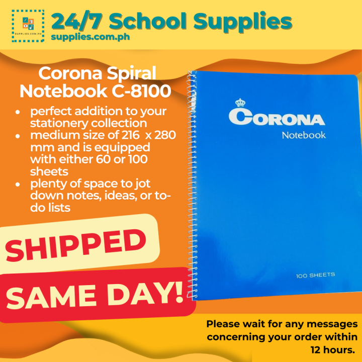 Corona Spiral Notebook 216x280mm , 60s , 100s C-8100, C-0860 School ...
