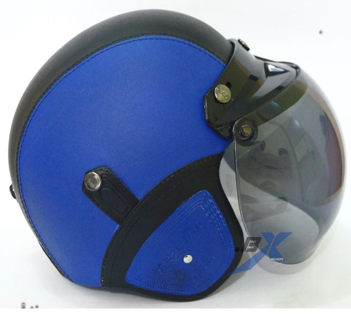 Helm Dewasa Biru Hitam optical original Retro Klasik Kulit Kaca Bukan ...