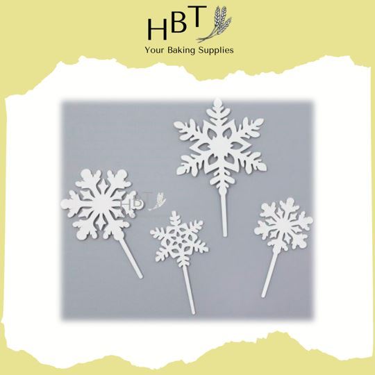 4pcs acrylic snowflakes Cake Topper Wedding Anniversary Birthday Party ...