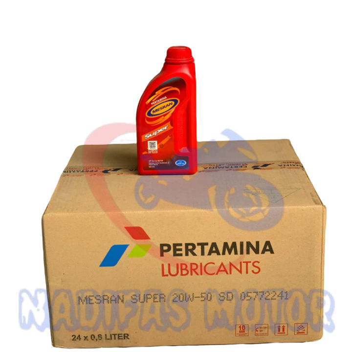 Oli PERTAMINA MESRAN SUPER Original 800ml / 0.8 Liter 20W-50 1 Dus Isi ...