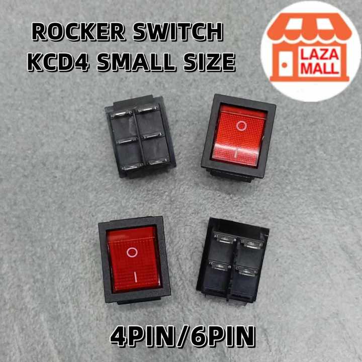 ROCKER SWITCH KCD4 SMALL SIZE 16A 250V / 20A 125V 4PIN/6PIN RED LED OFF ...